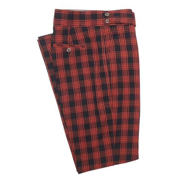 Chiragh Apparel | Pants | Mens Gurkha Pants Red Orange Black Plaid Wool ...